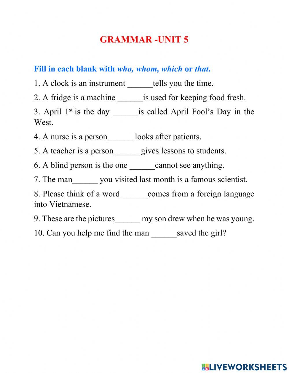 English 10 online pdf worksheet for 10 | Live Worksheets
