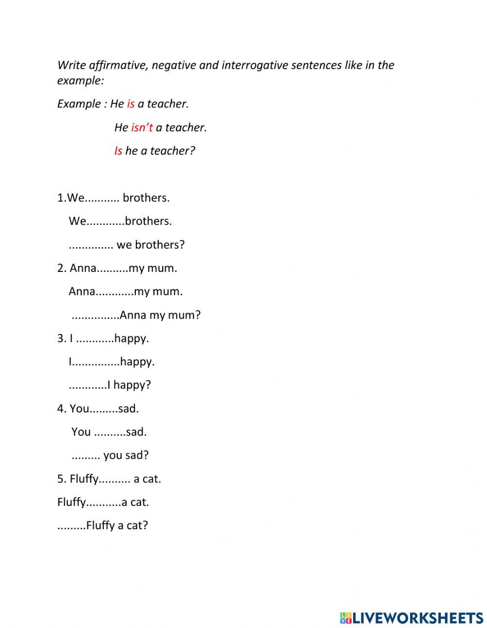 To be online exercise for 1 | Live Worksheets