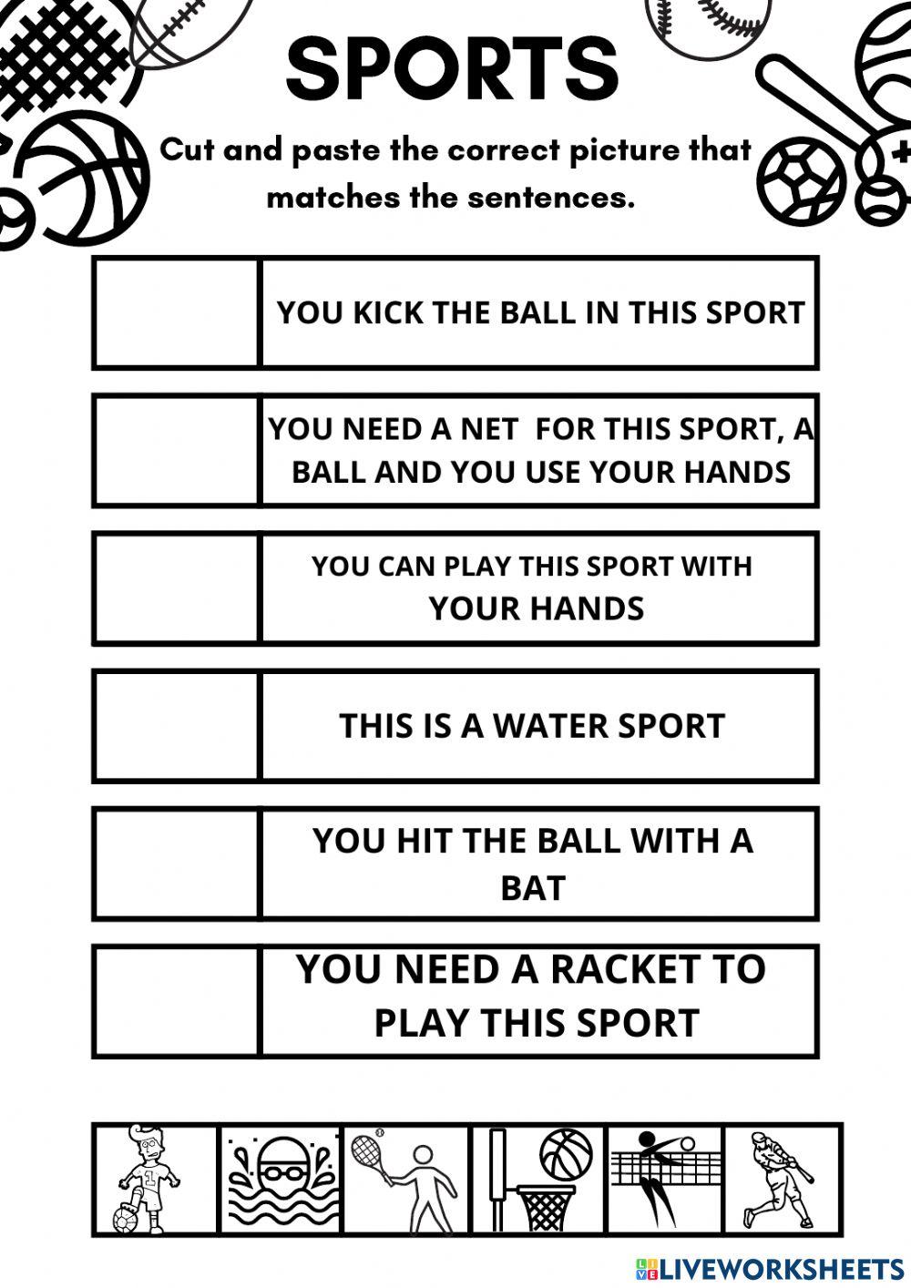 Sports online exercise for 2nd | Live Worksheets