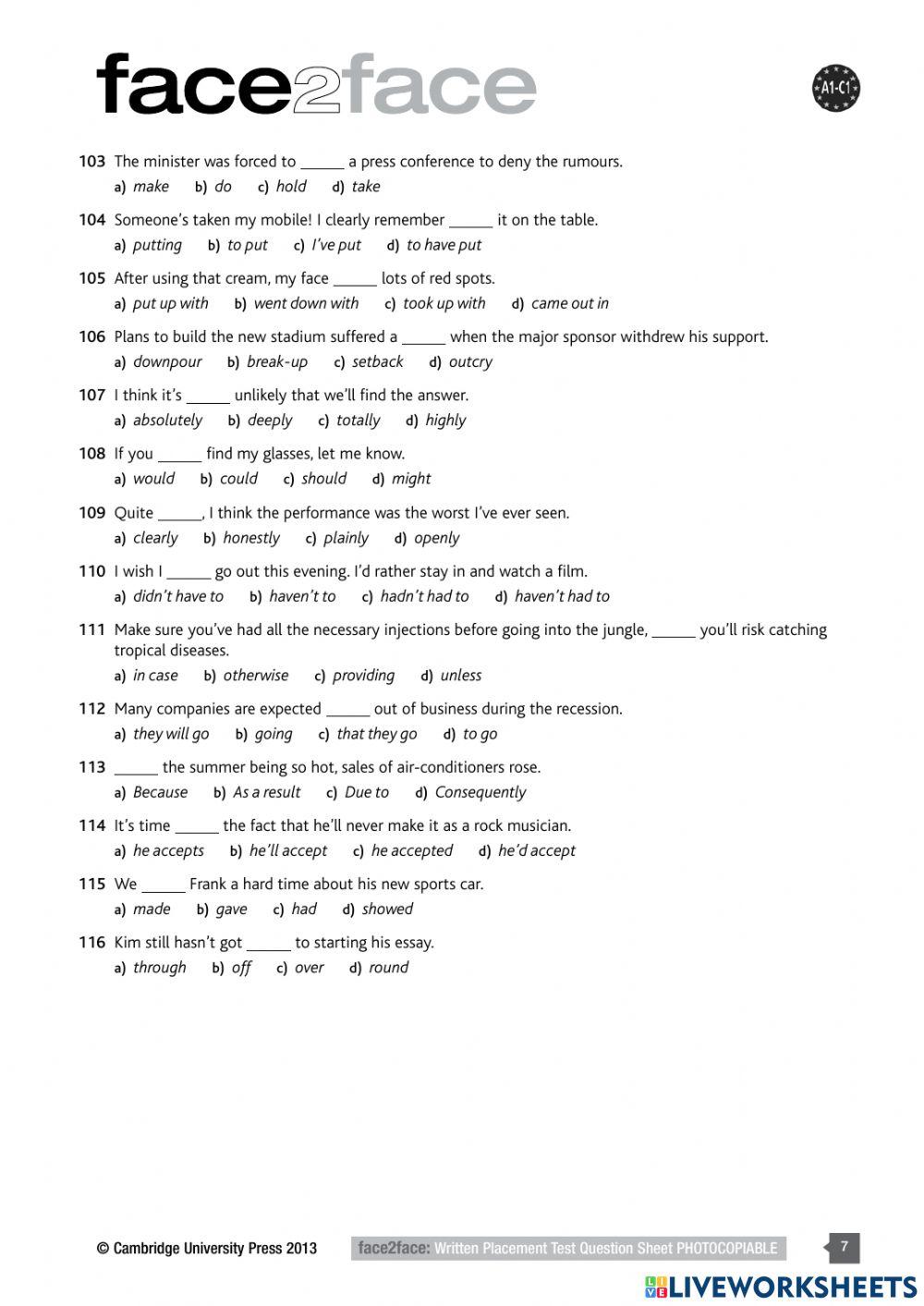 4205746 | Basic conversation repsonses, vocabulary test