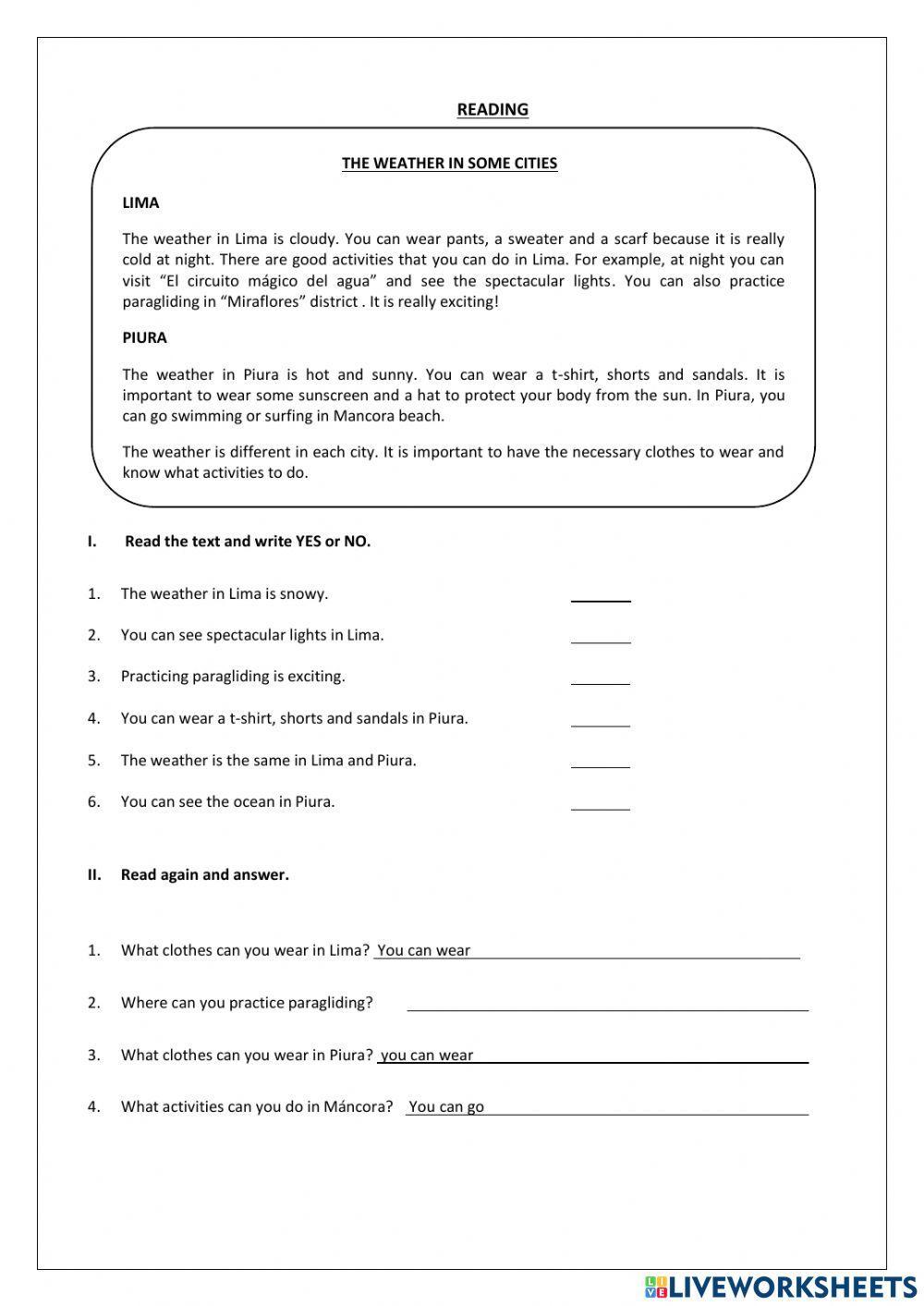 Sunny days - Listening and reading 1656129 | ytharina