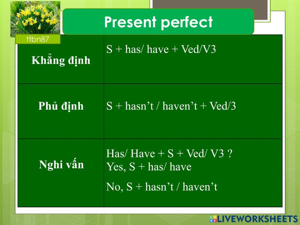 Present perfect No 1 worksheet | Live Worksheets