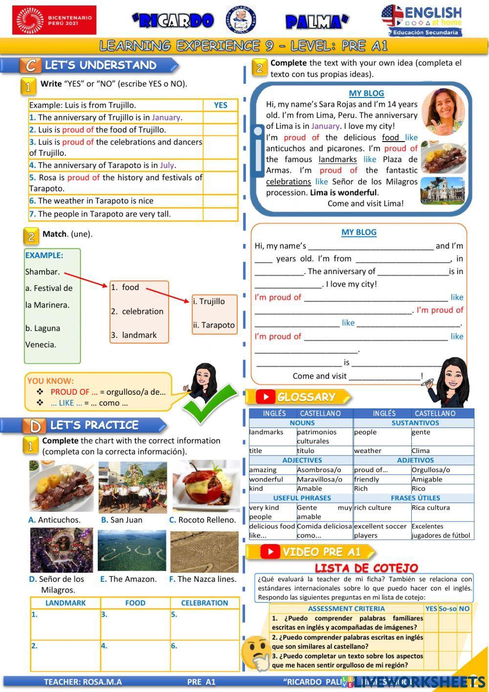 This is peru! “PROUD OF MY COUNTRY” worksheet | Live Worksheets