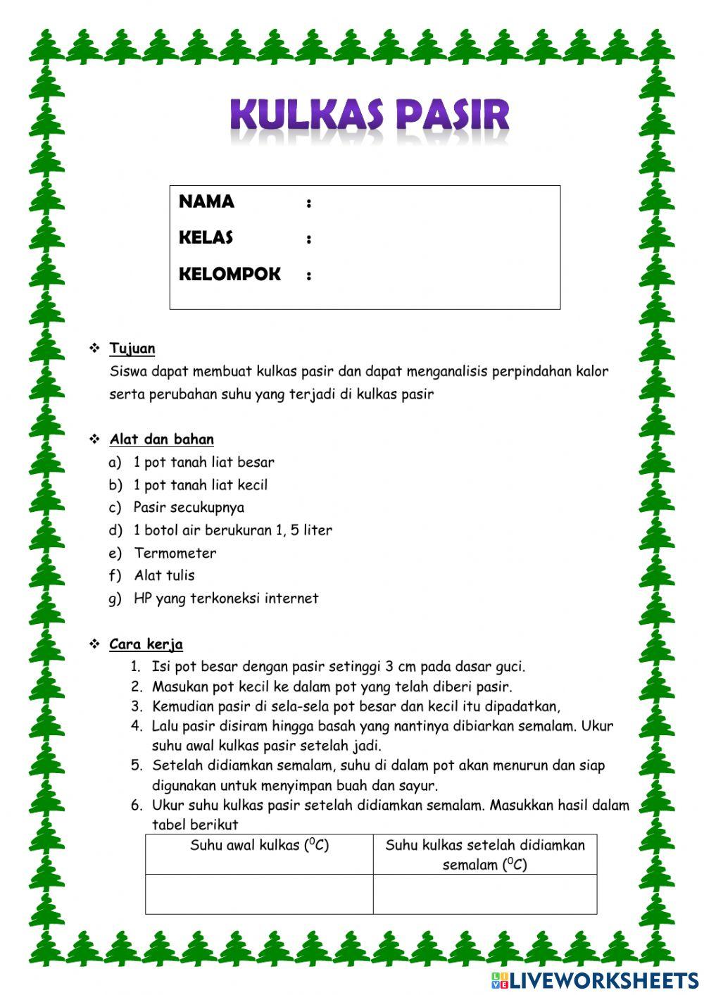 Kulkas Pasir worksheet | Live Worksheets