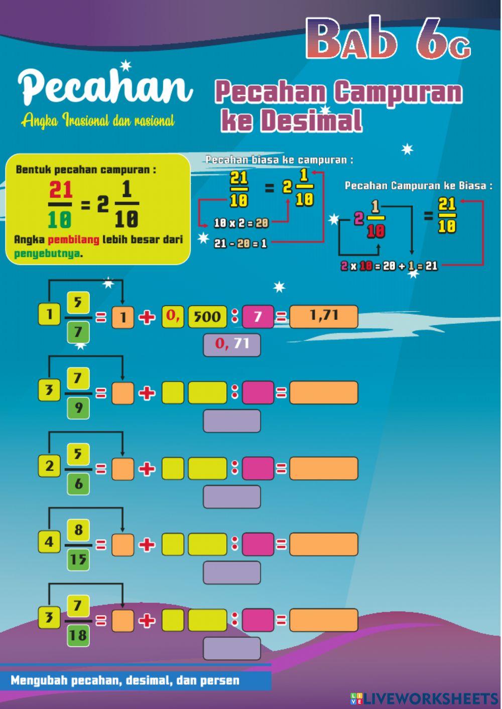 Pecahan dasar 3 worksheet | Live Worksheets