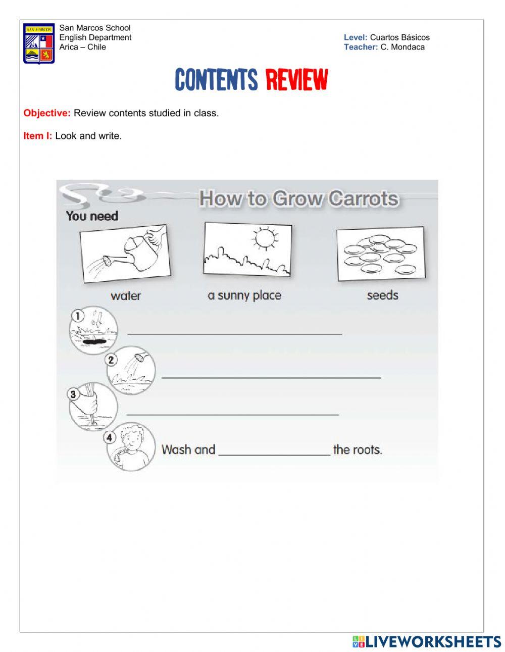 Contents Review online exercise for | Live Worksheets