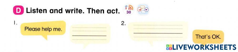 D: Listen and write. Then act 1656687 | HungLuan | Live