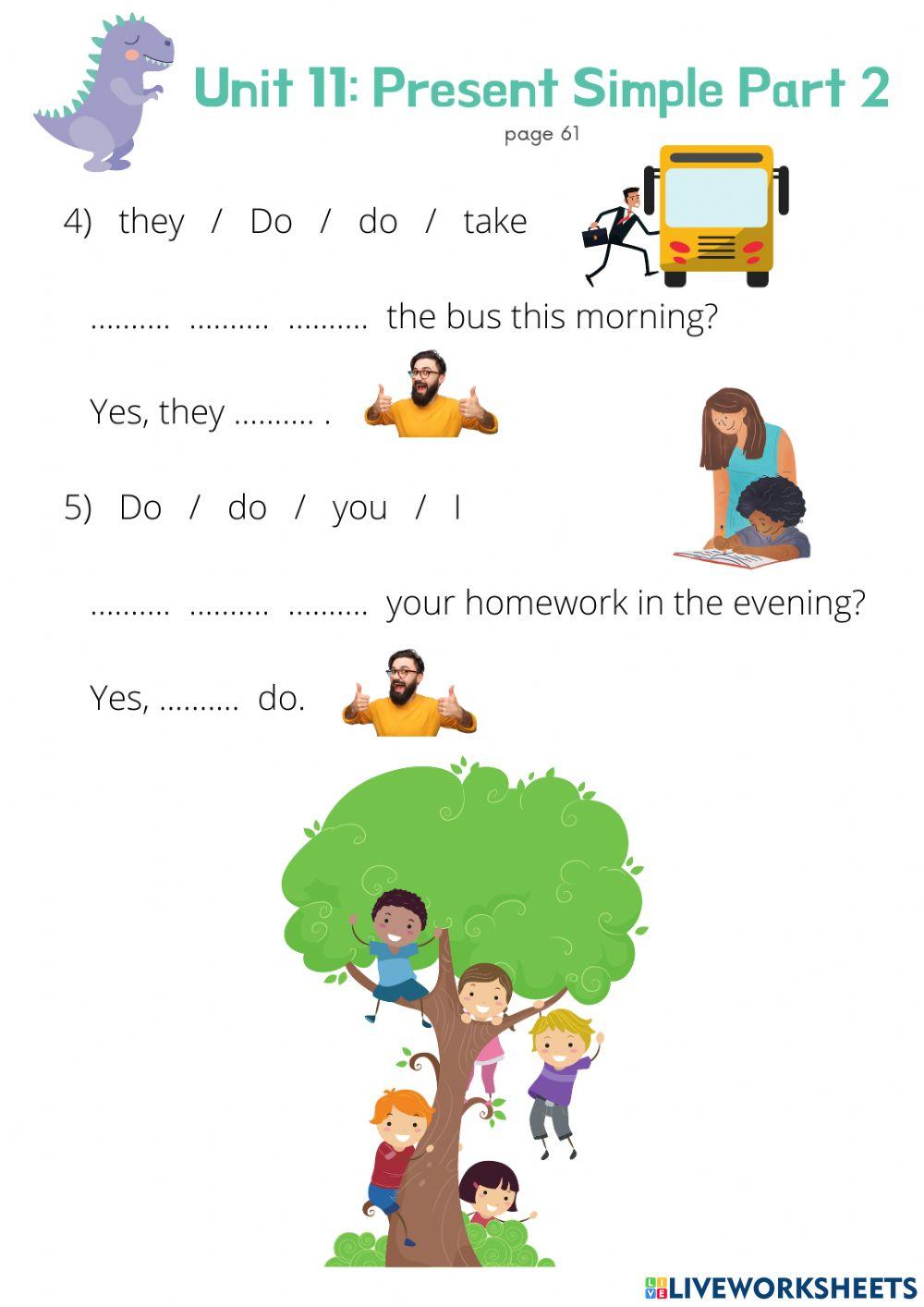 Unit 11 Present Simple Part 2 worksheet | Live Worksheets