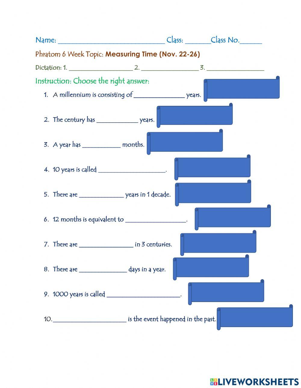 Prathom 6- Measuring Time Activity (Nov.22-26) 4118559