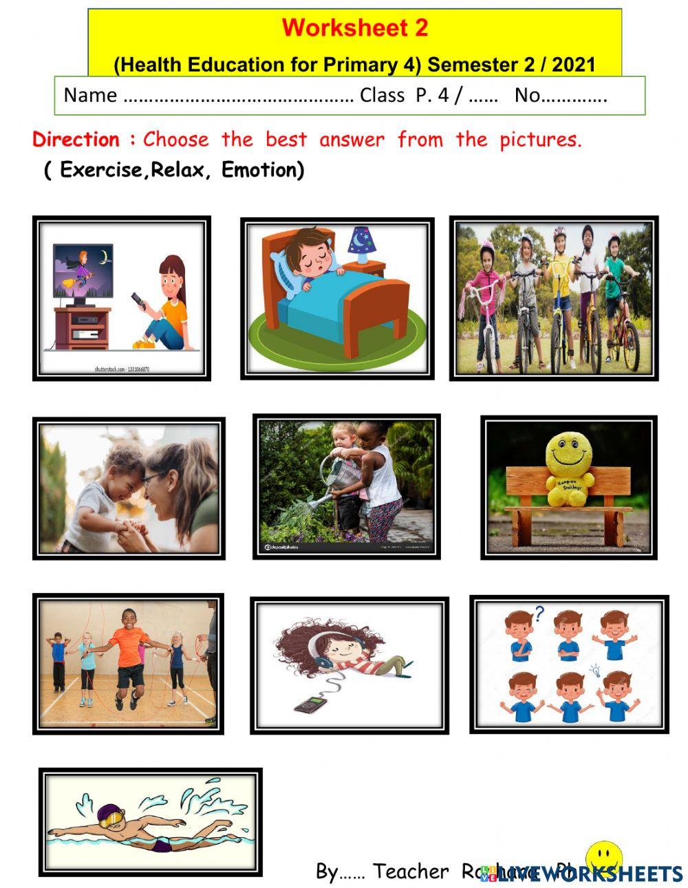 Worksheet 2 ( Health Education P.4 ) Term 2-2021 online exercise for ...