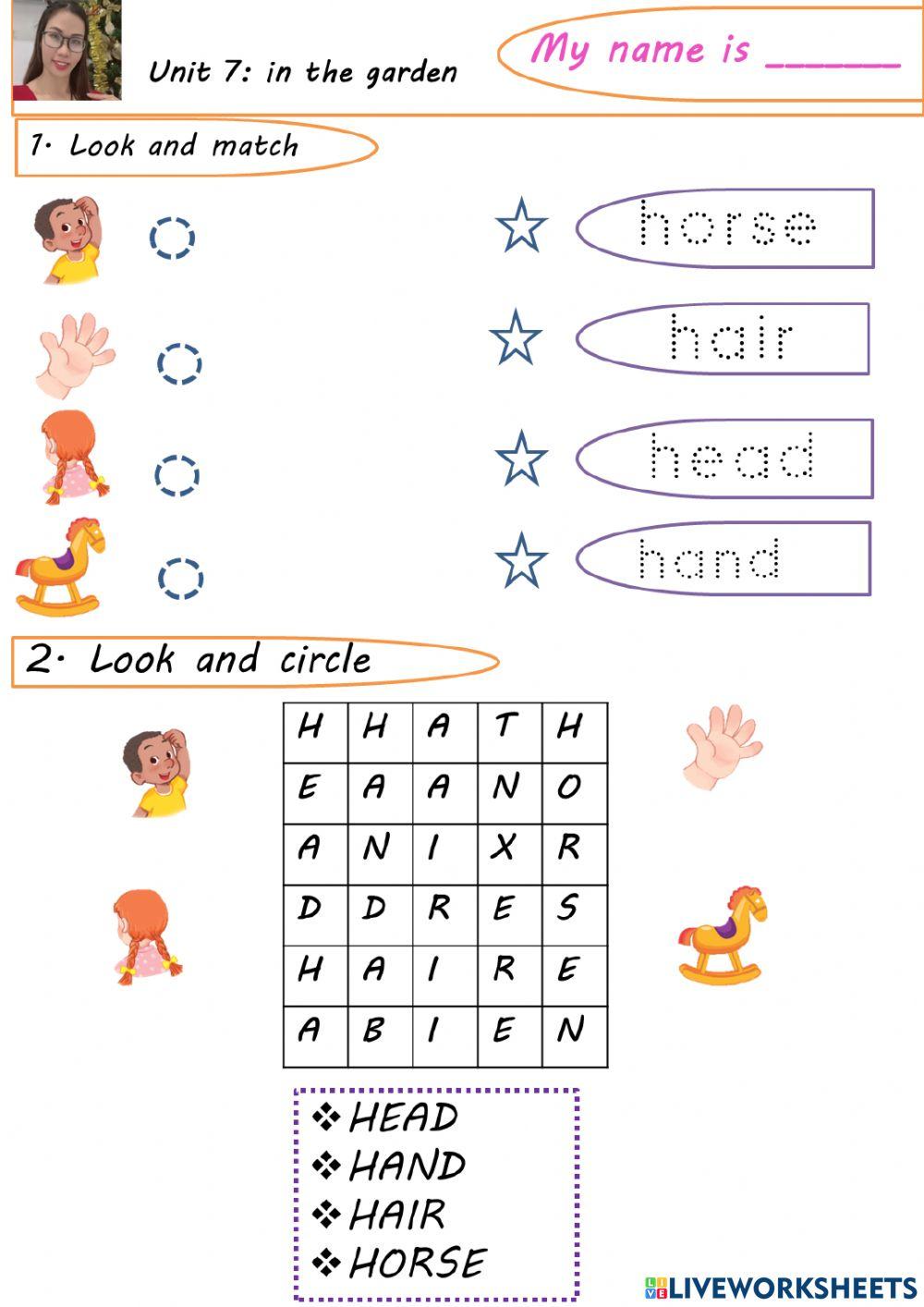 GRADE 1- UNIT 8 IN THE PARK online exercise for | Live Worksheets