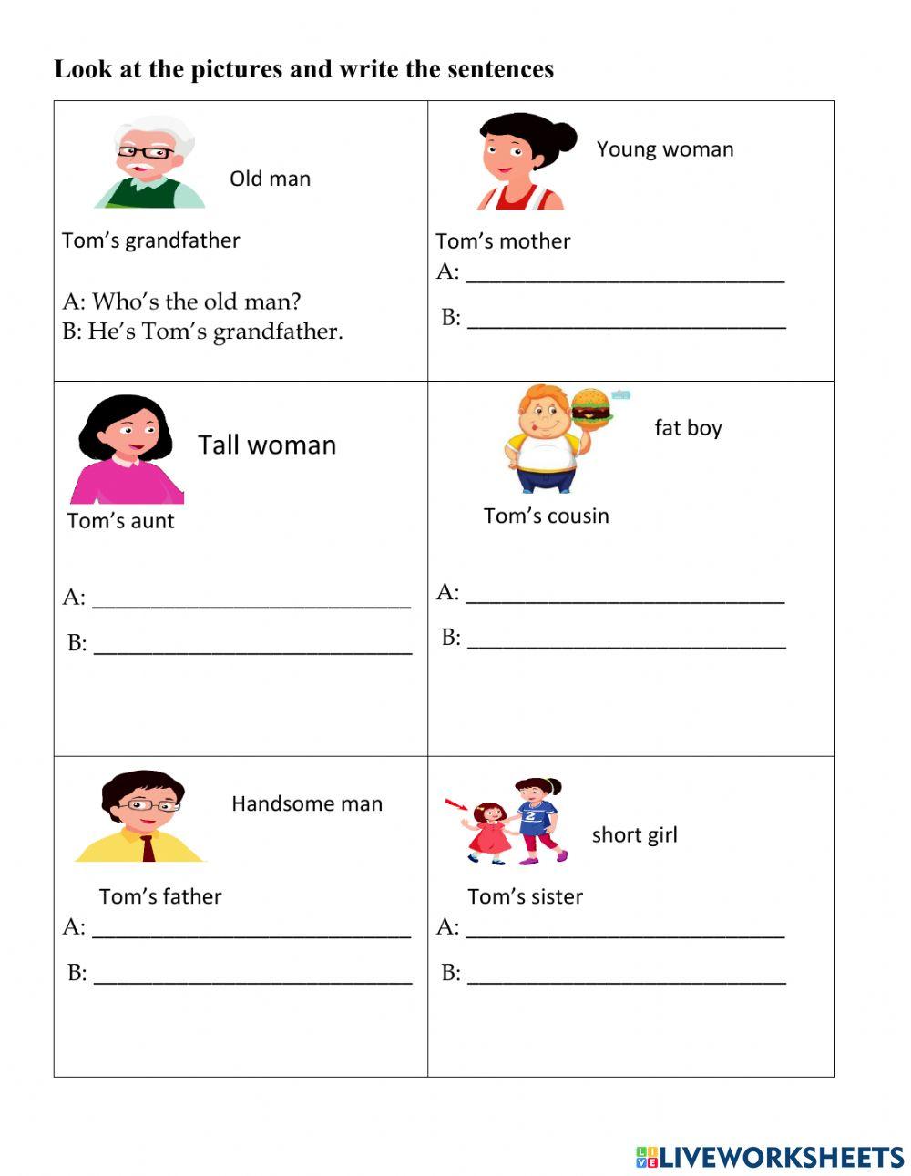 My family online exercise for grade 2 | Live Worksheets