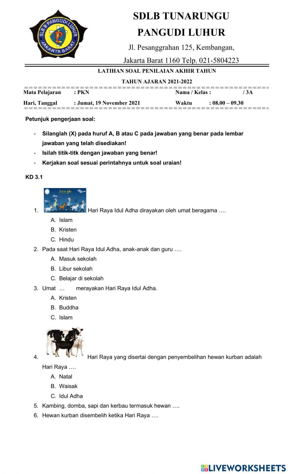 Latihan PAT PKN (Idul Adha, Hari Pramuka) 1837 | Anggit