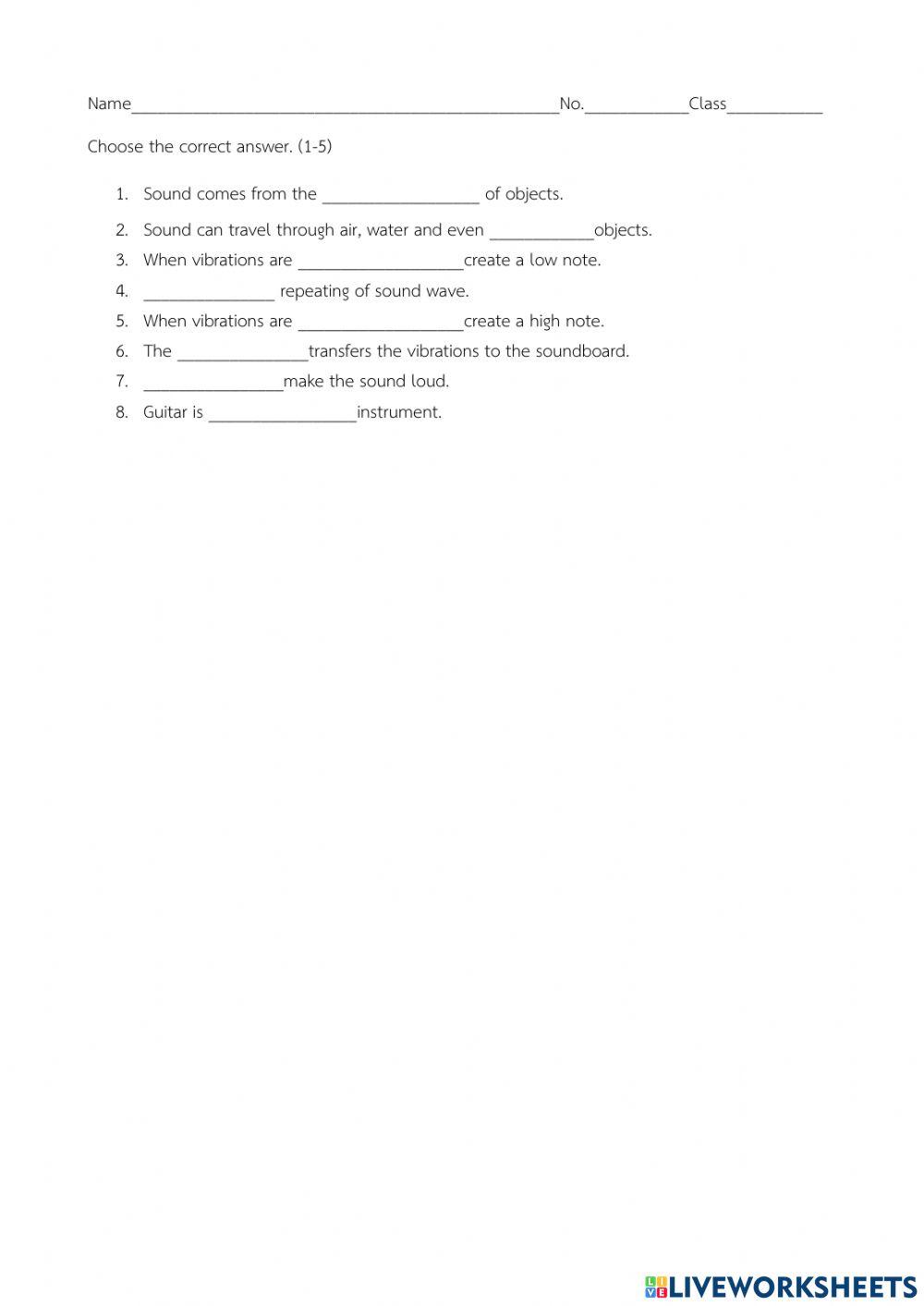 Sound system interactive worksheet | Live Worksheets