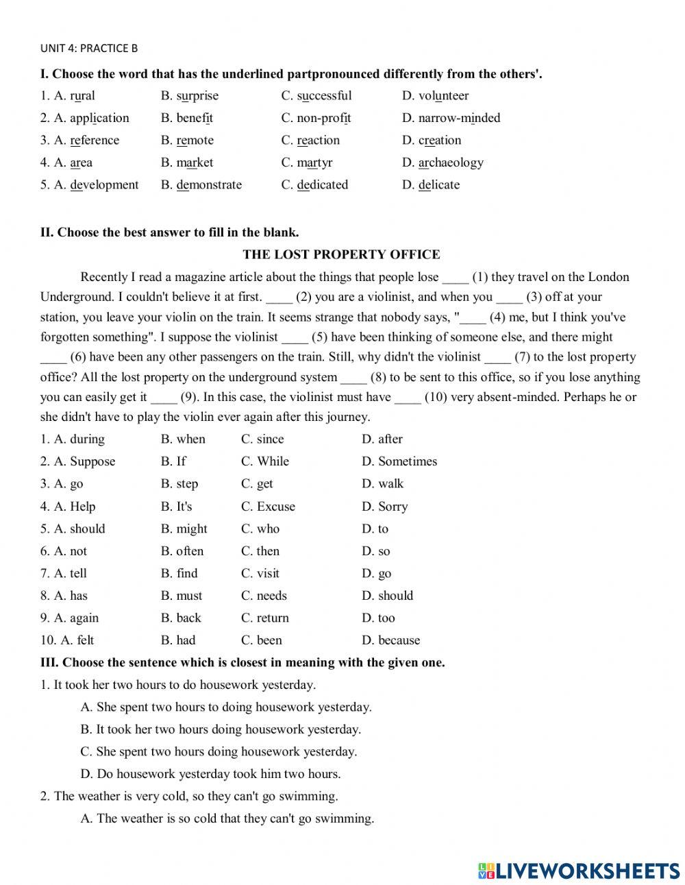 G10 practice u4b worksheet | Live Worksheets