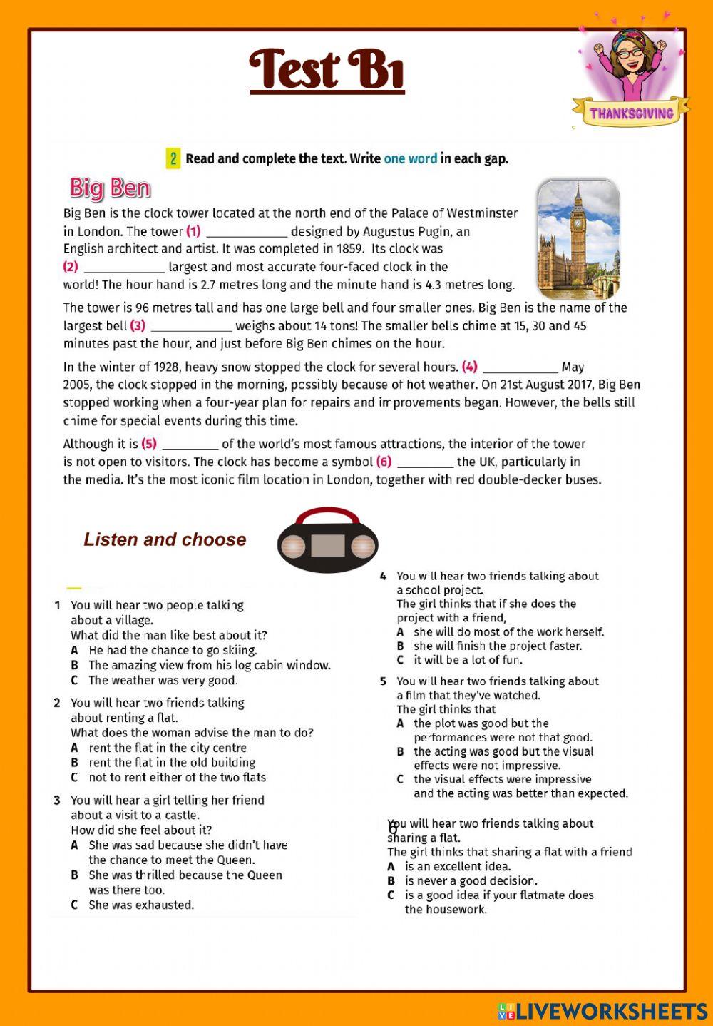 Ultimate B1 Practice 2 U2 reading and listening 6779477