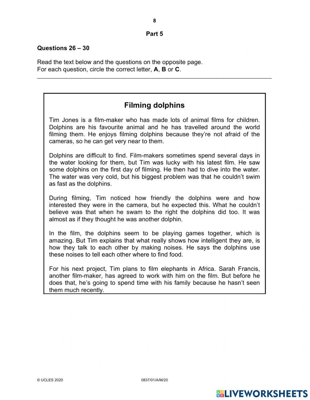 Stage 6 - reading practice test 1 | van_anh_meo2 | Live