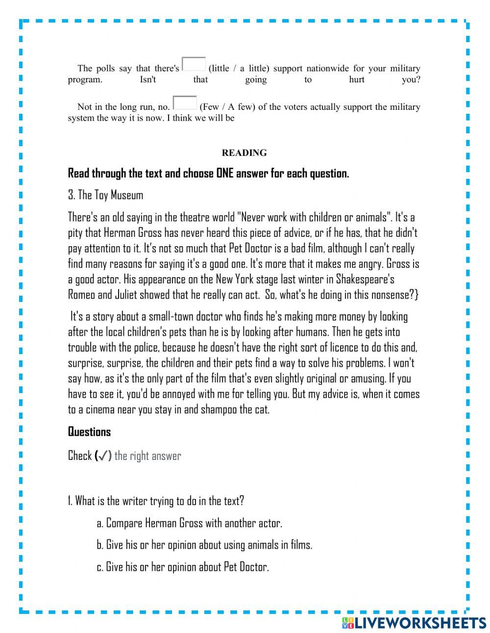 A2 test online activity | Live Worksheets