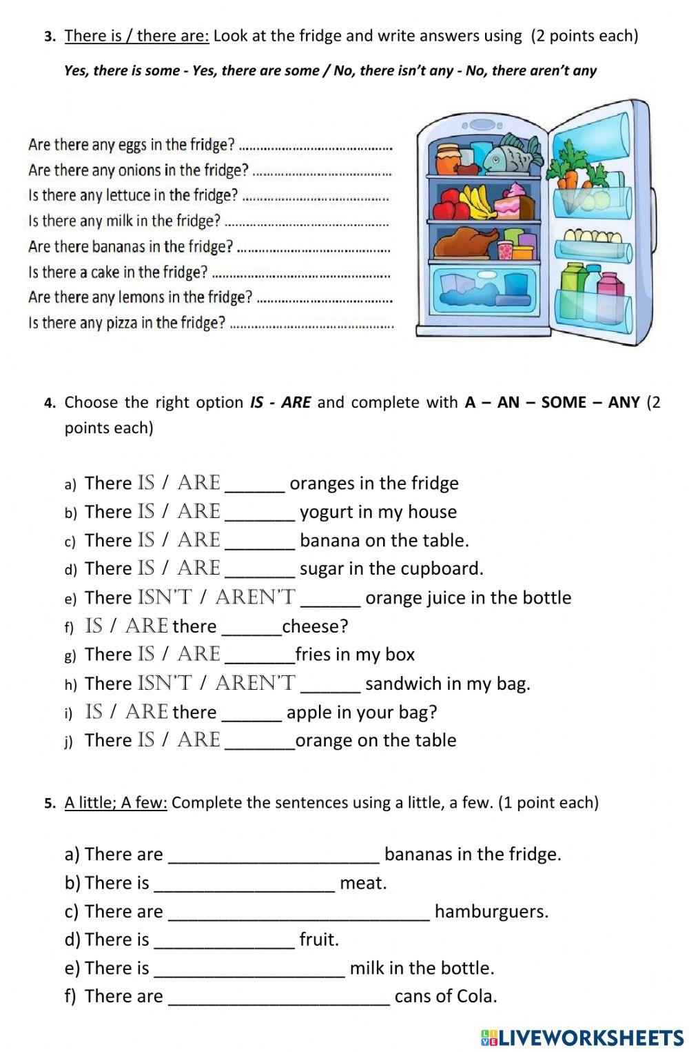 7th grade Test Countable uncountable food online exercise for | Live ...