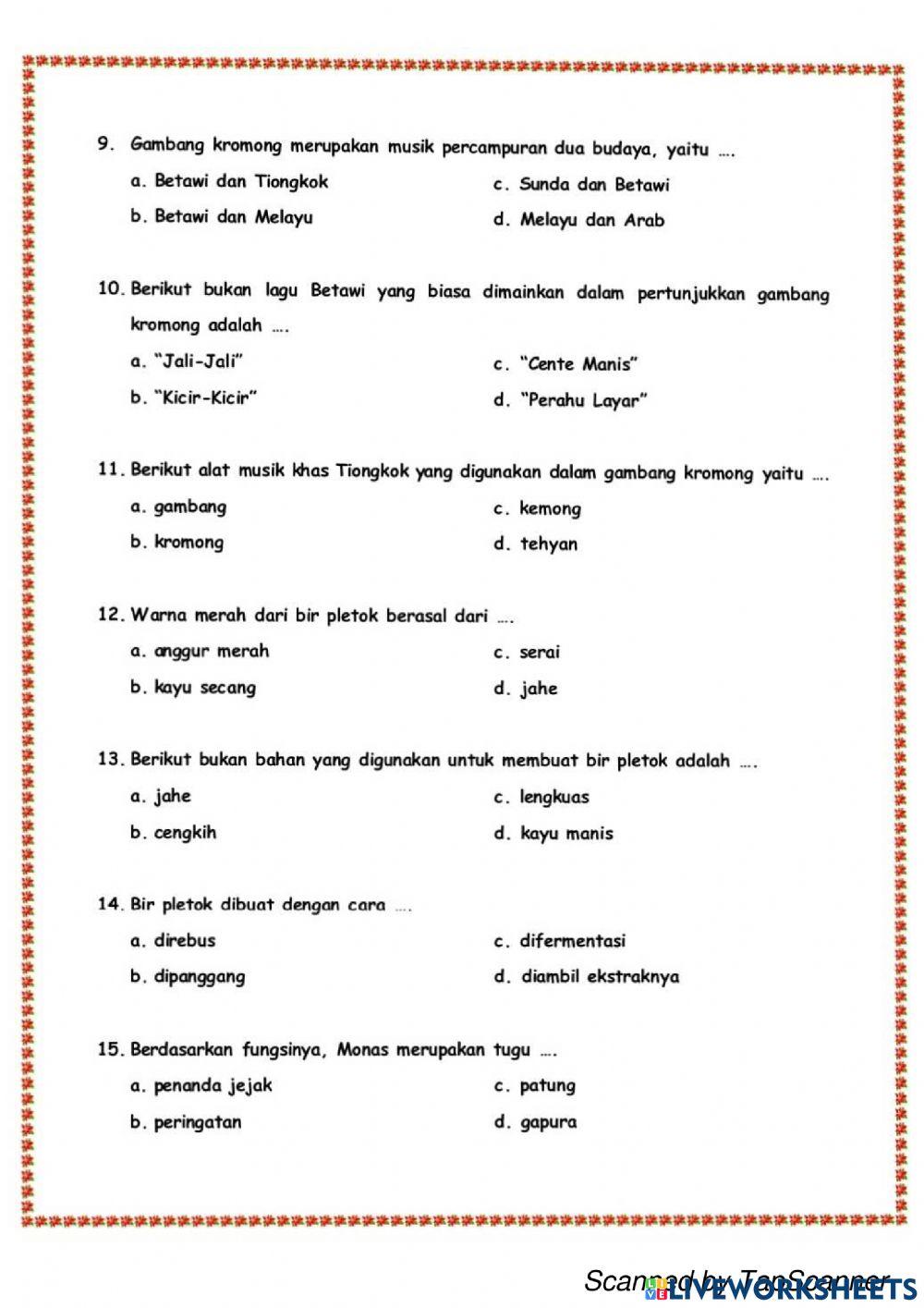 Latihan PAS PLBJ interactive worksheet | Live Worksheets