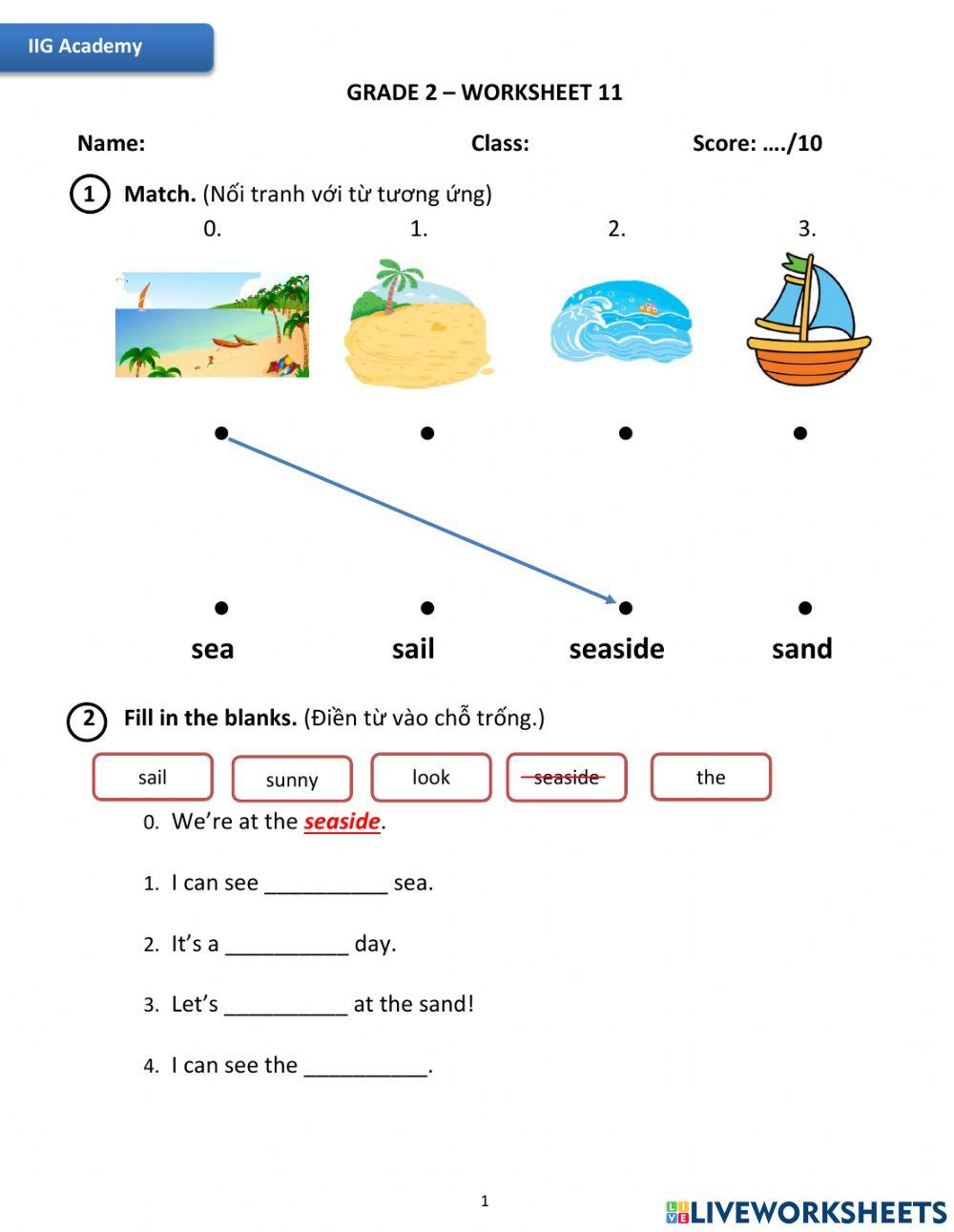 IIG-Grade 2-Worksheet 11 worksheet | Live Worksheets