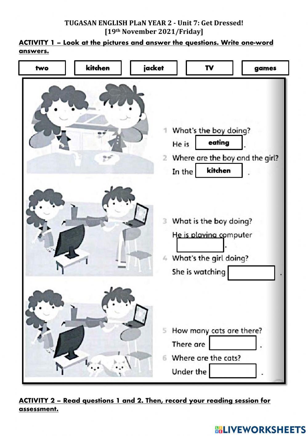 PLaN Superminds Unit 7: Get Dressed (Writing 4) worksheet | Live Worksheets