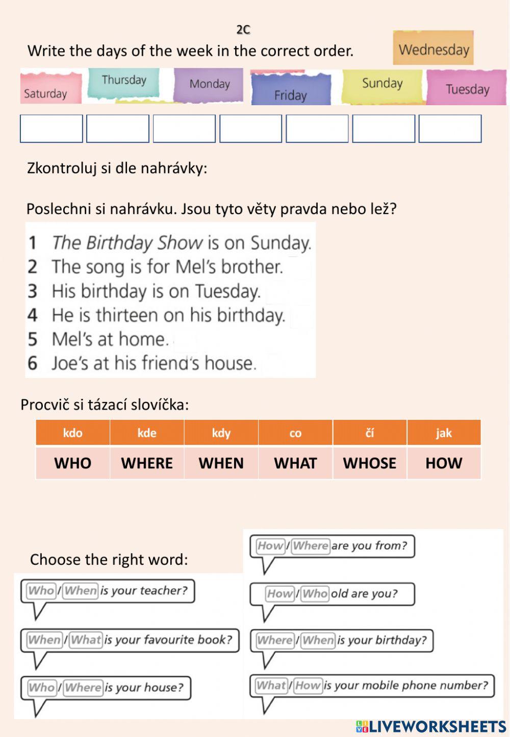 Project 1 2c Interactive Worksheet | Live Worksheets