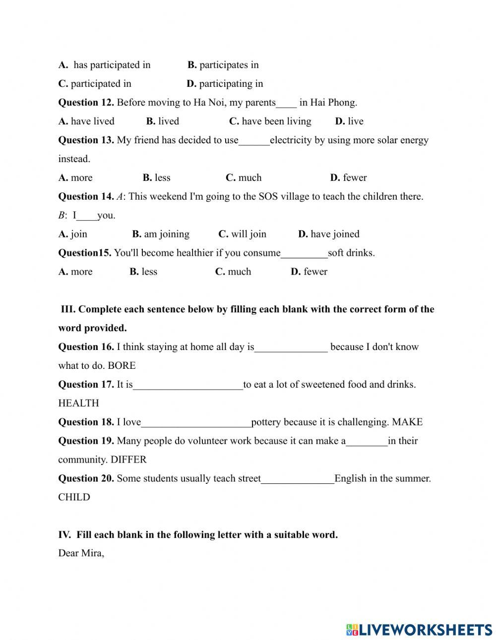 E7 midterm 3-4 worksheet | Live Worksheets