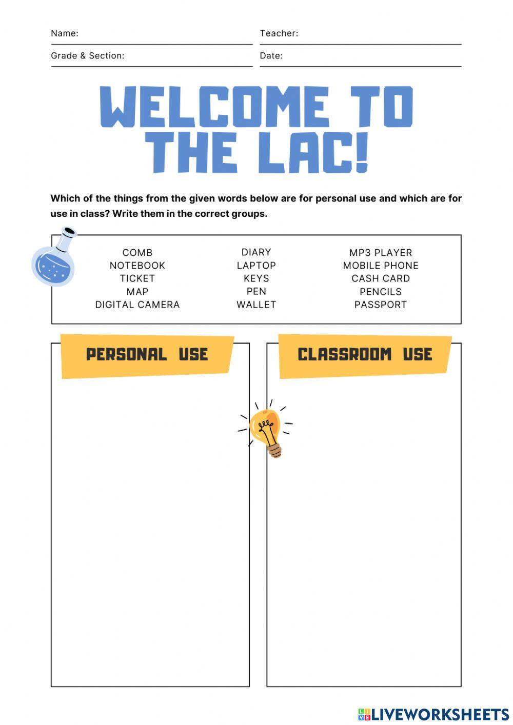 Welcome to the LAC! online exercise for | Live Worksheets