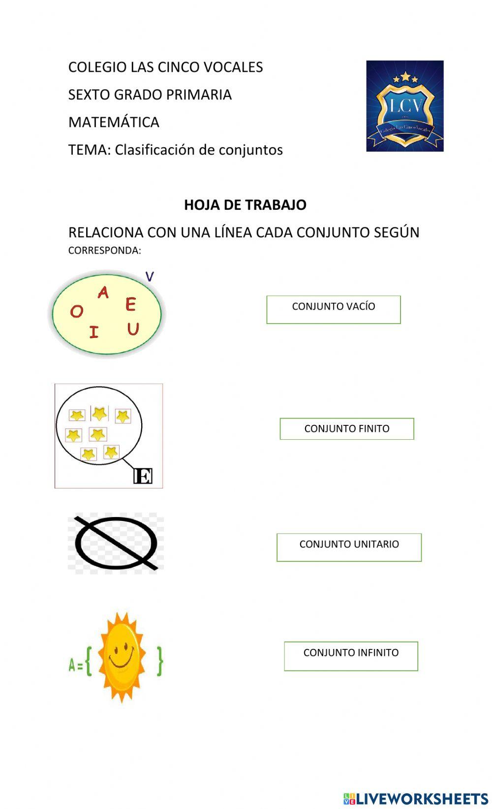 Clases de conjuntos interactive exercise for Sexto | Live Worksheets