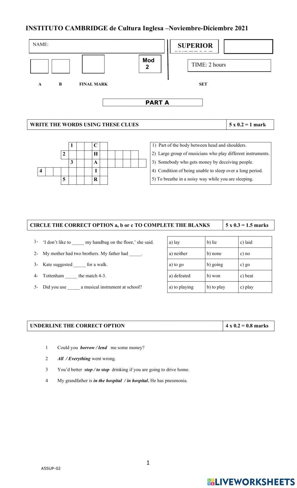Mock 5 1659165 | Gonzalo Ariel Bogado | Live Worksheets