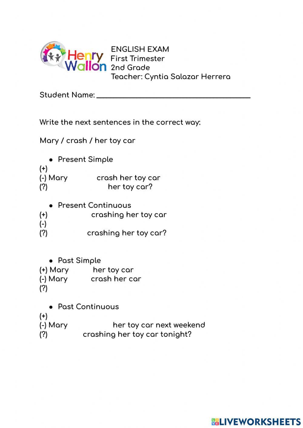 Test 1st grade worksheet | Live Worksheets