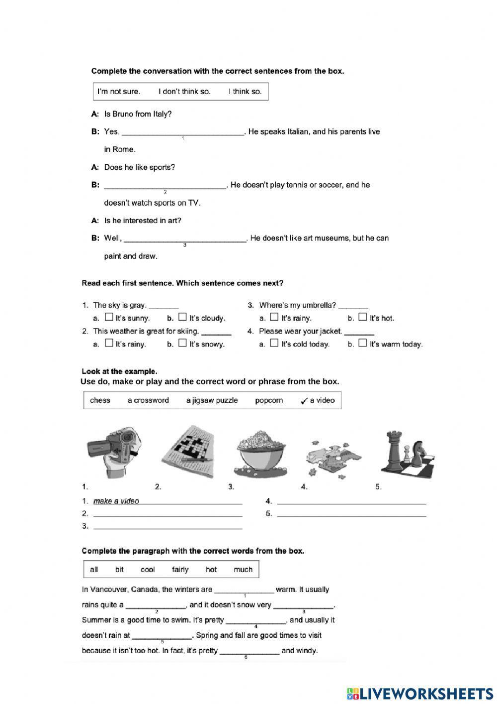 Exam level 3 | Free Interactive Worksheets | 1659956