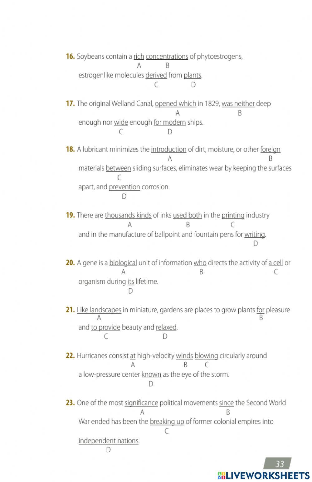 ITP - error recognition - A online exercise for | Live Worksheets
