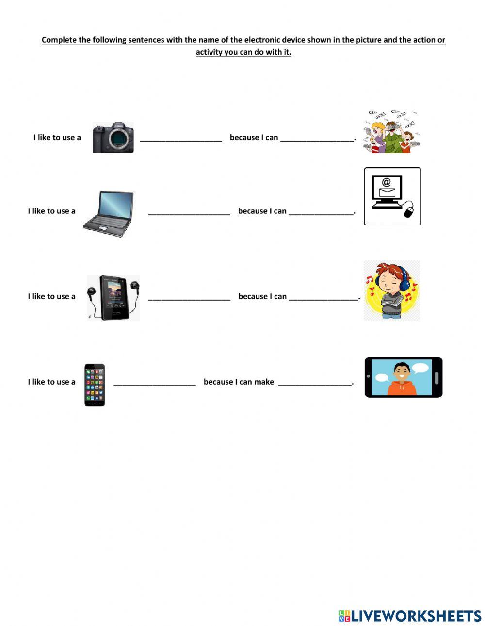 Practice Electronic devices. 5th grade online exercise for | Live ...