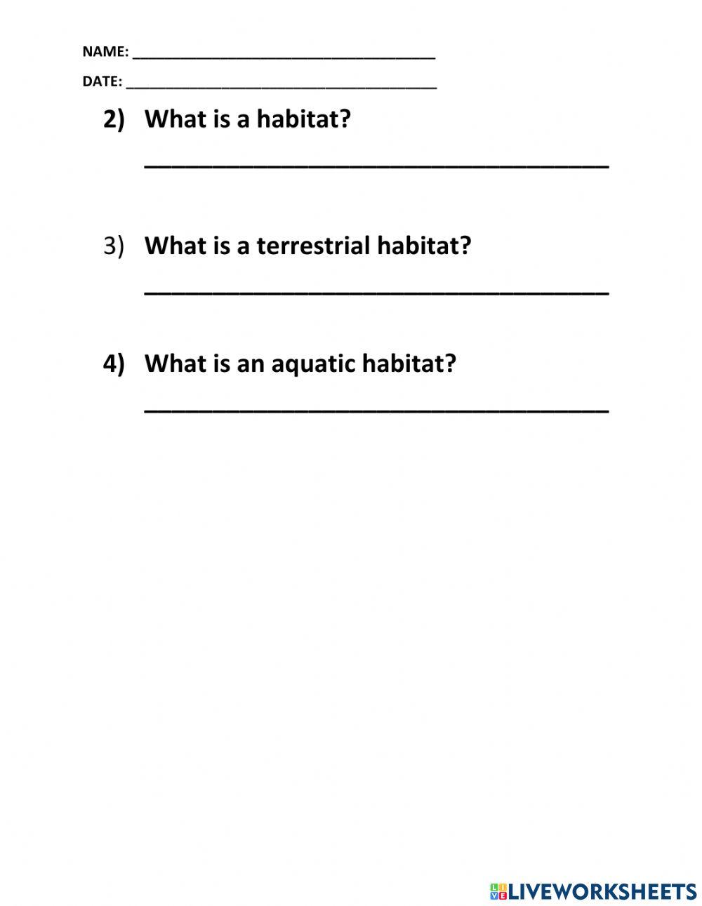 Types of Habita… | Free Interactive Worksheets | 6780280