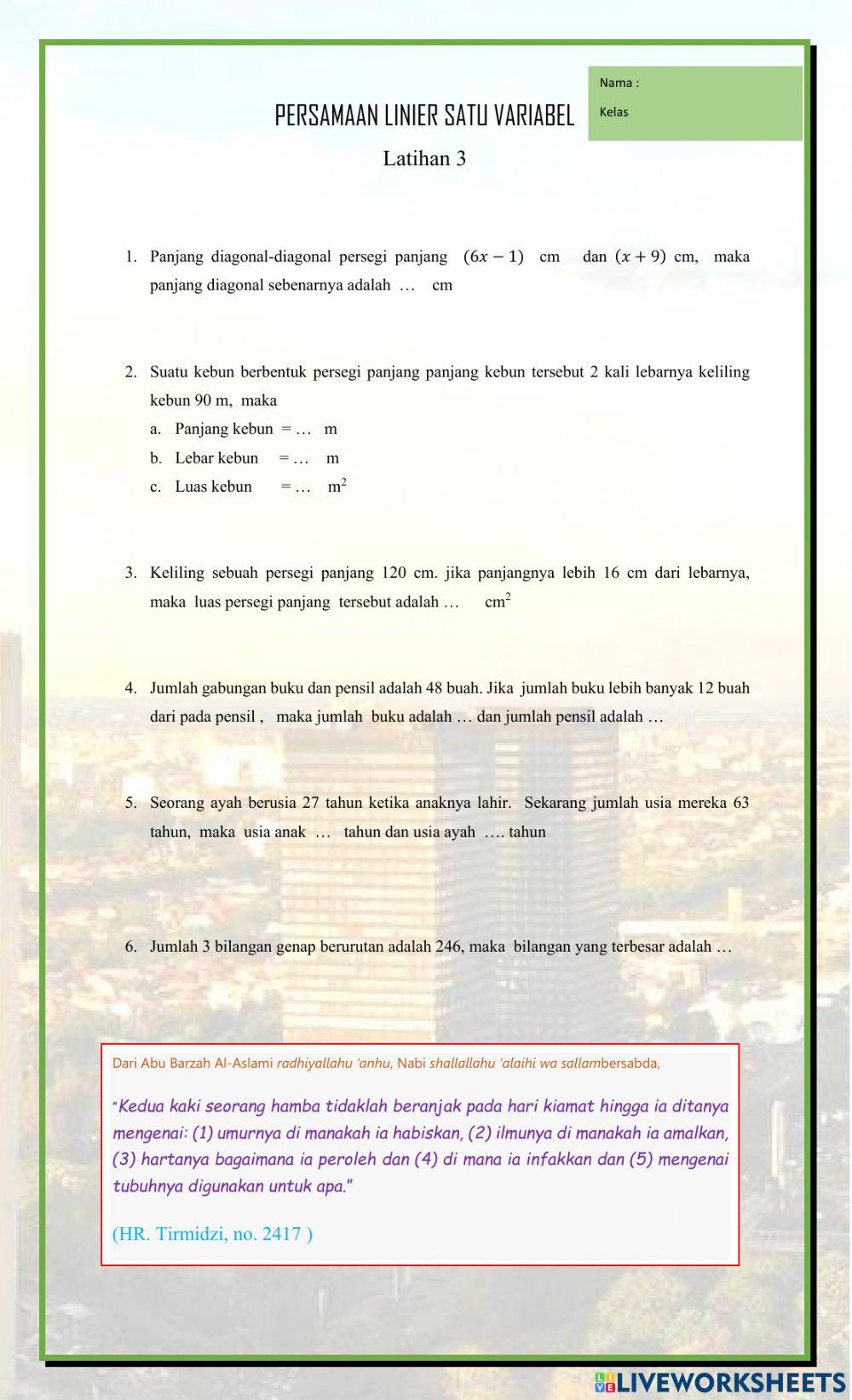 PSLV Latihan 3 worksheet | Live Worksheets