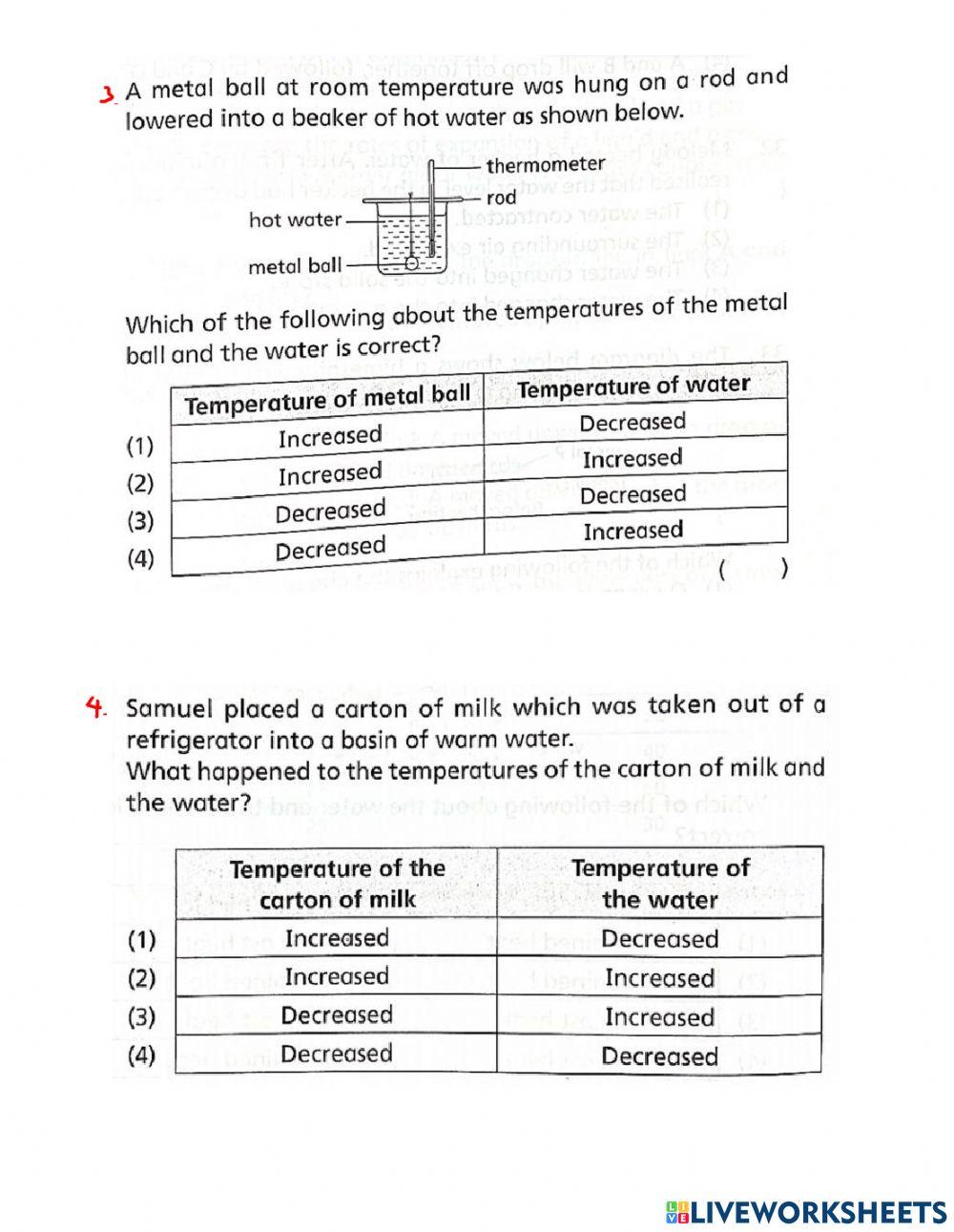 Heat and Temper… | Free Interactive Worksheets | 1661189