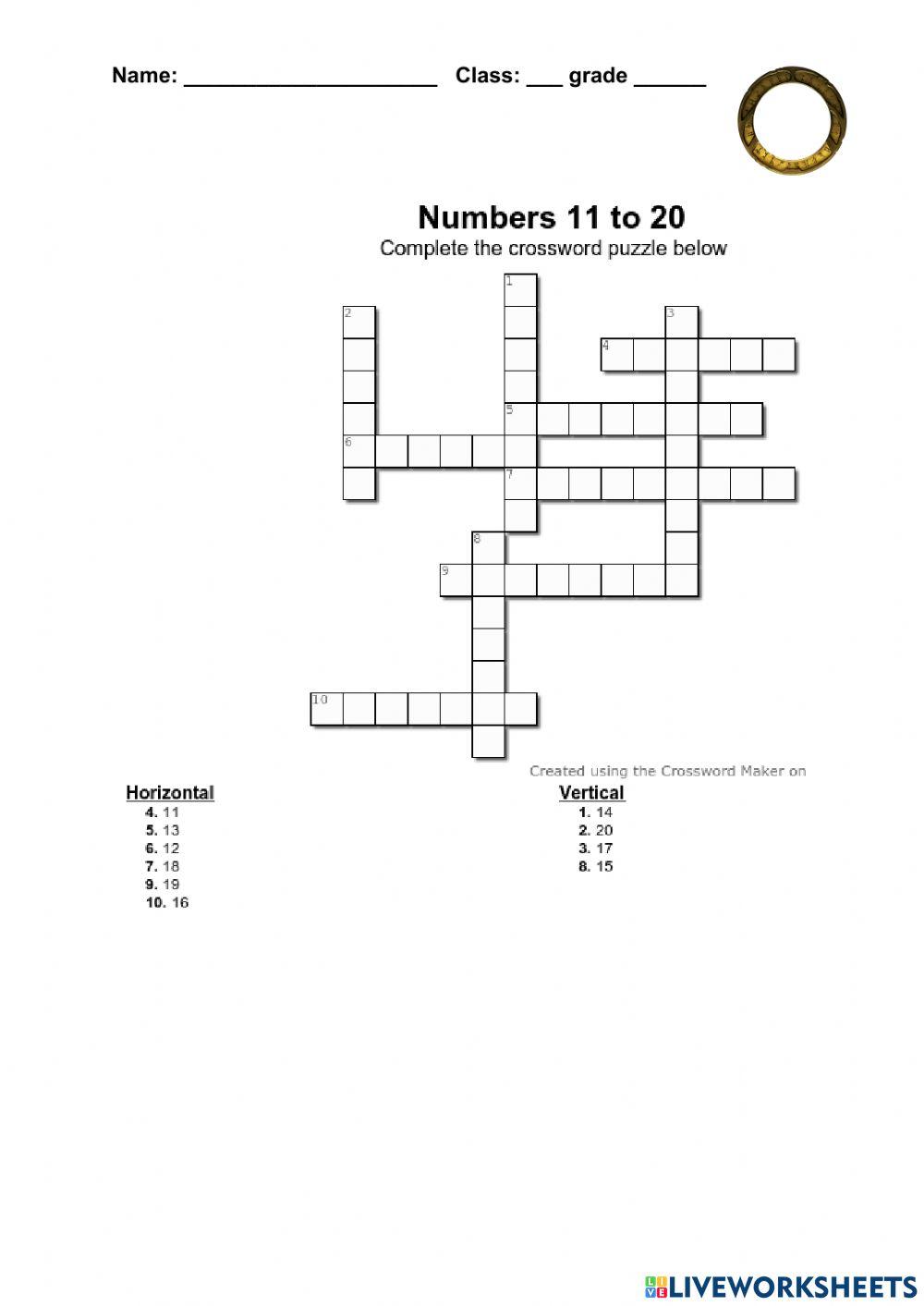 Numbers (1-20) - lvl 3 worksheet | Live Worksheets