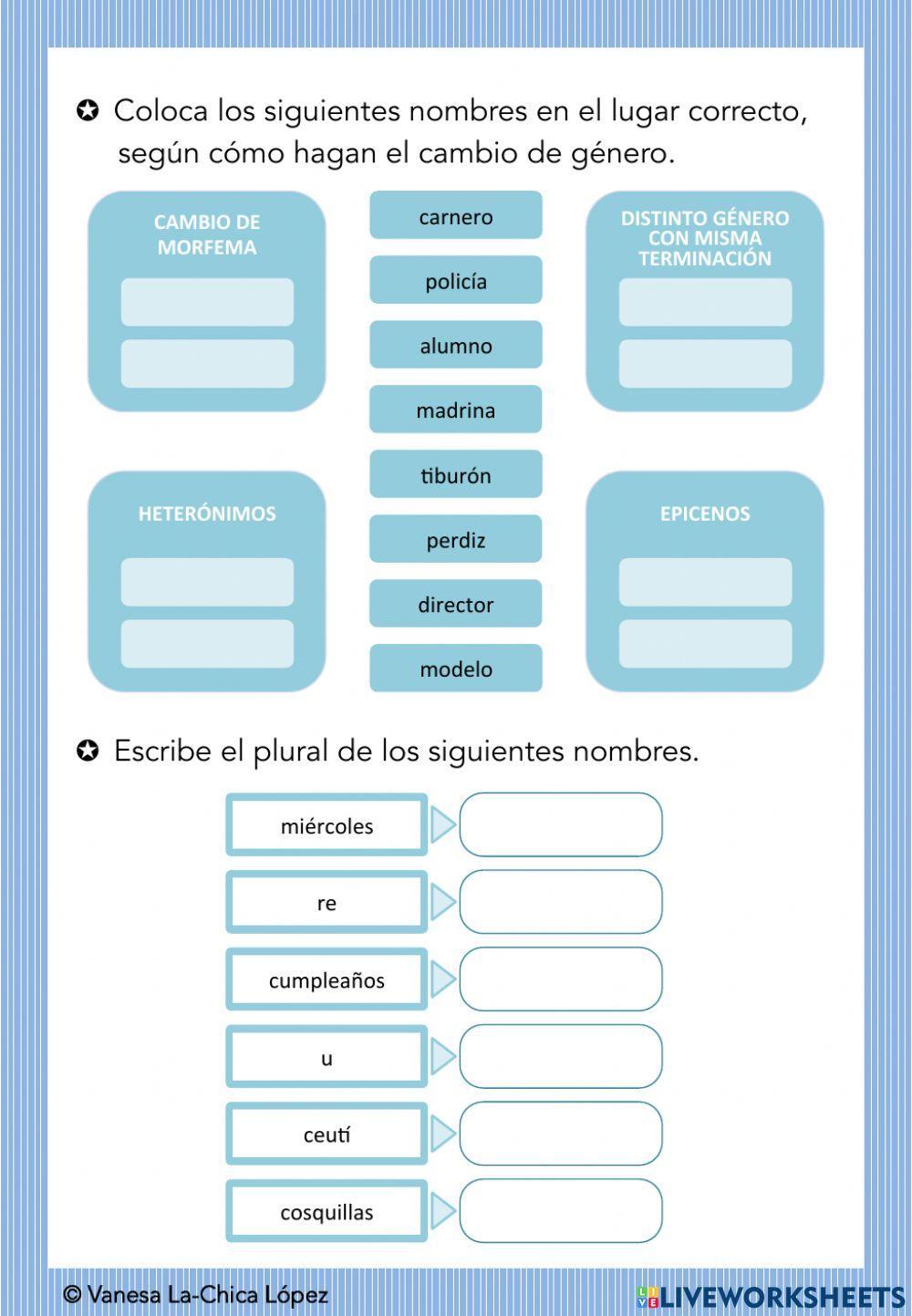El nombre | Free Interactive Worksheets | 183336
