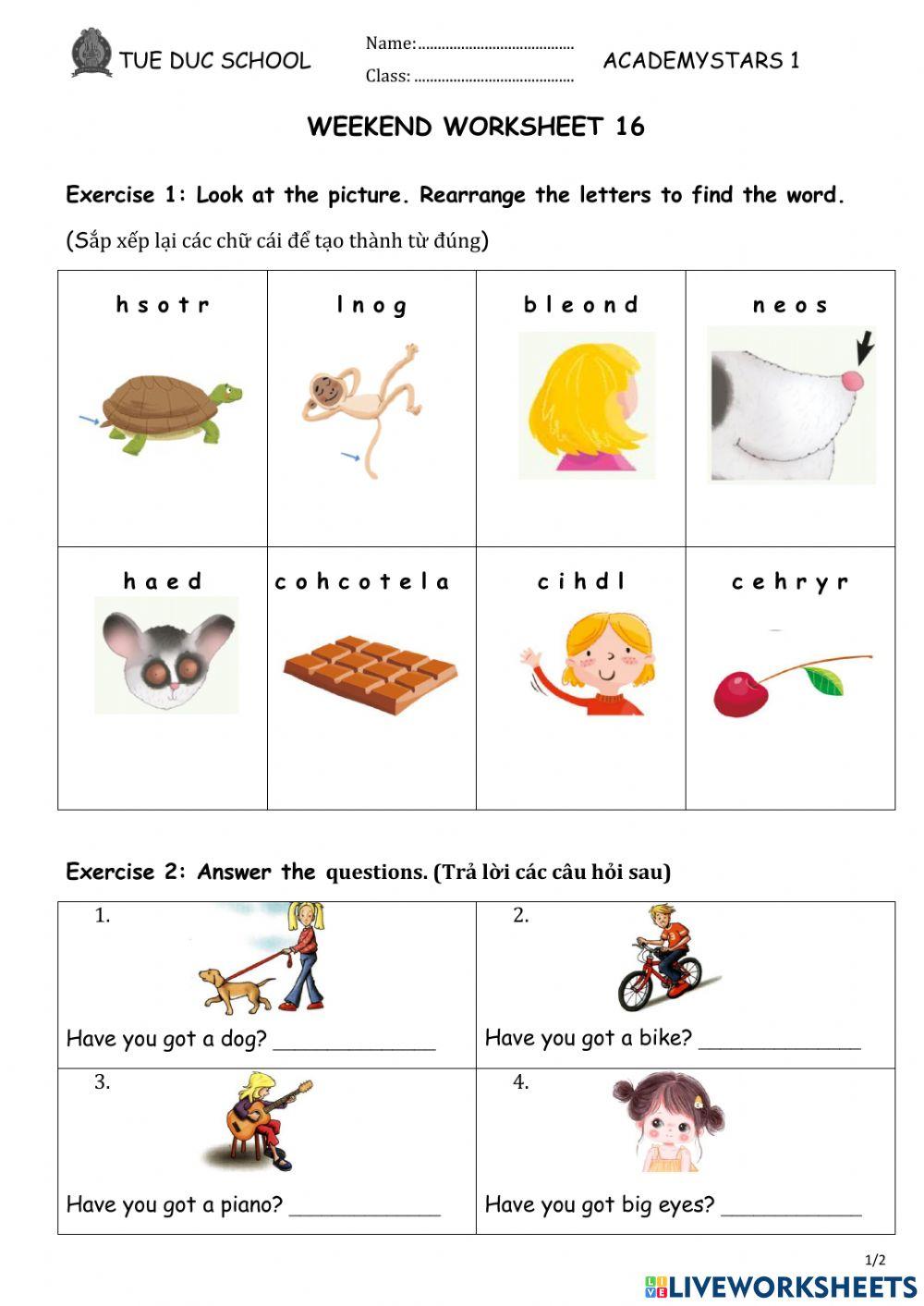 PCT16-Grade 2 worksheet | Live Worksheets