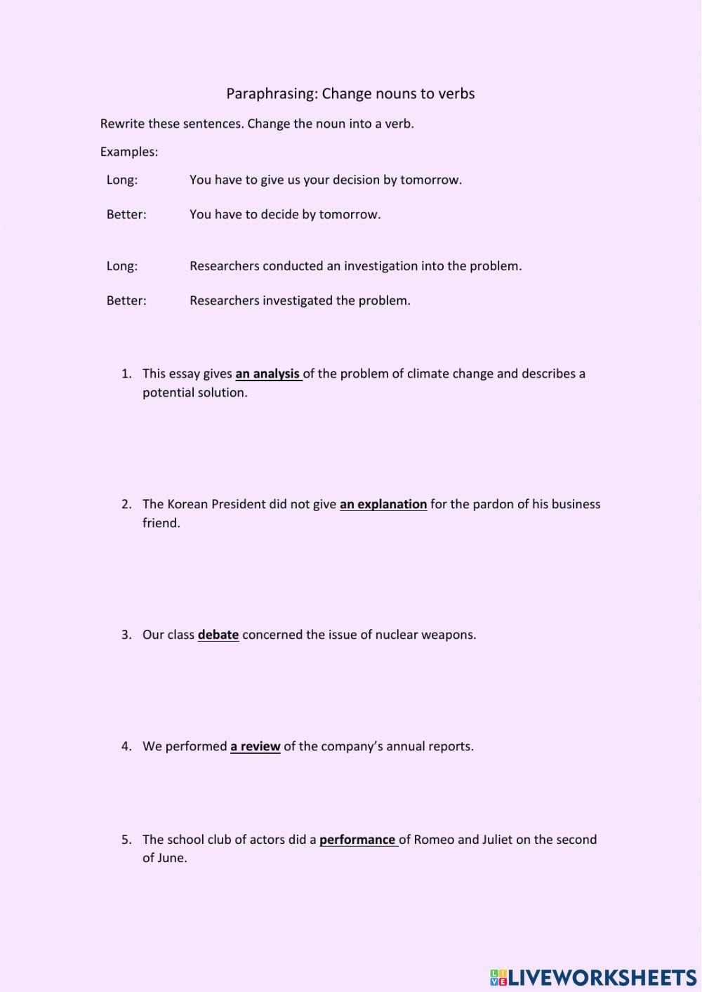 Changing nouns … | Free Interactive Worksheets | 1661788