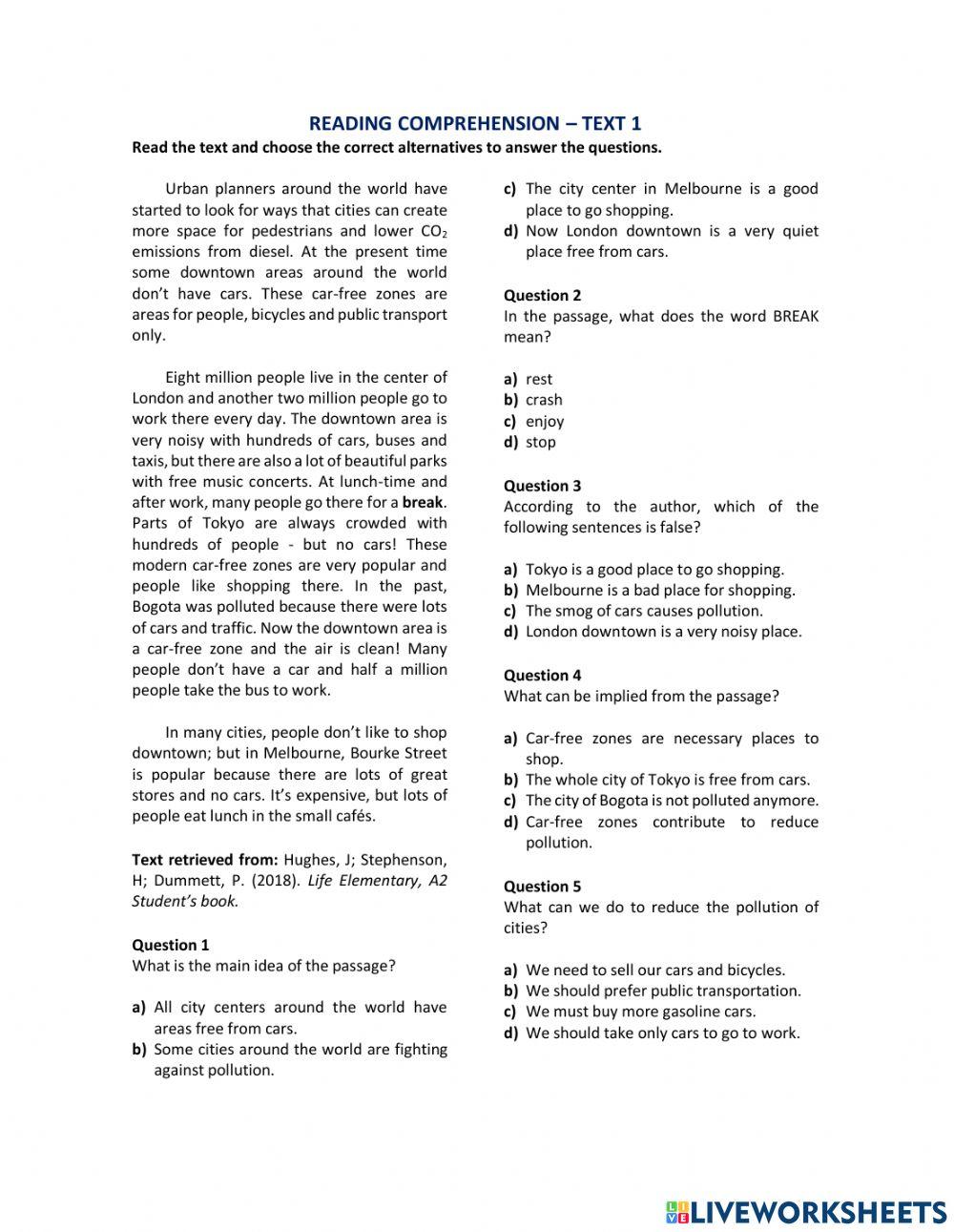 Quiz 1 exercise for Science 1 | Live Worksheets