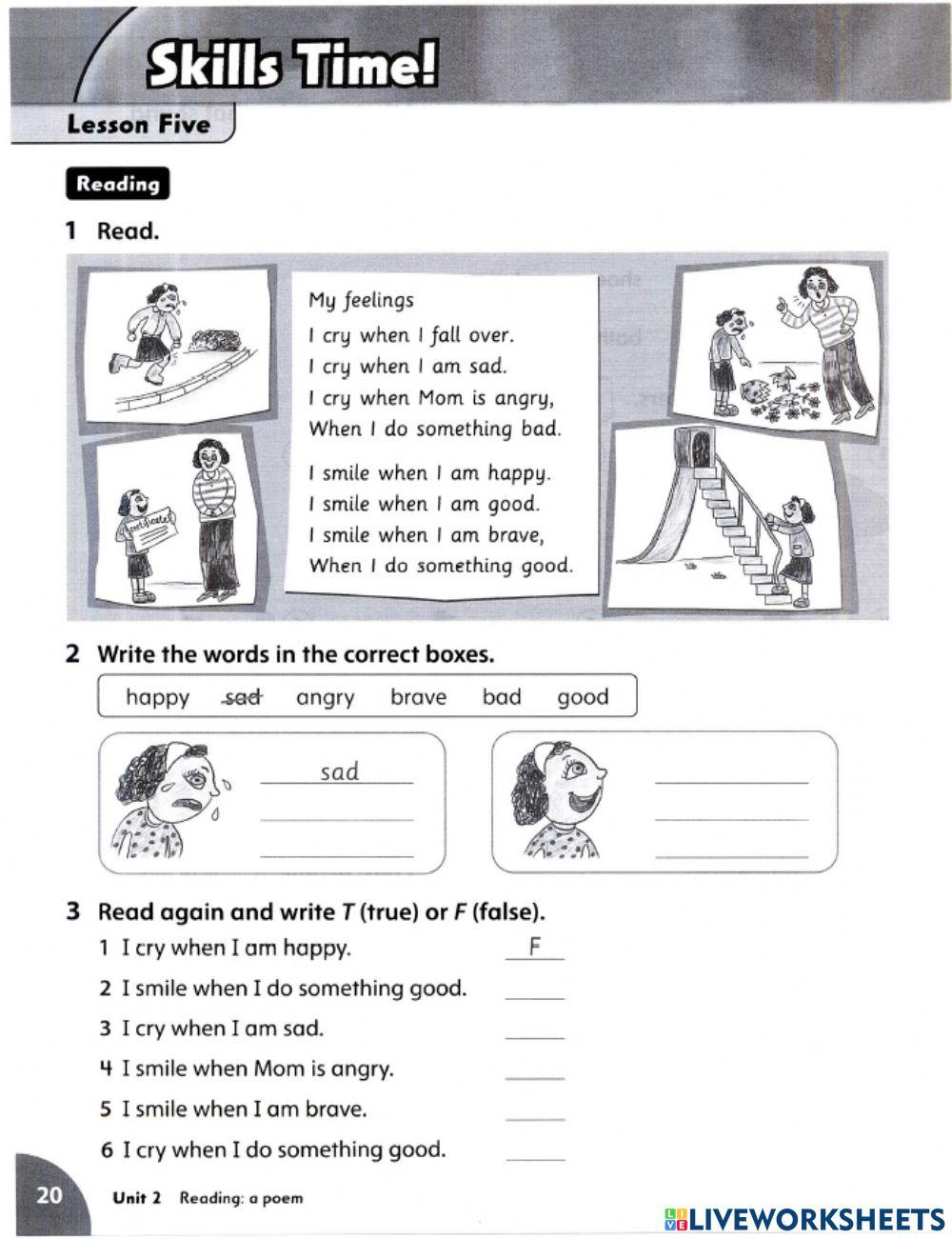 Emotions online exercise for 1 | Live Worksheets