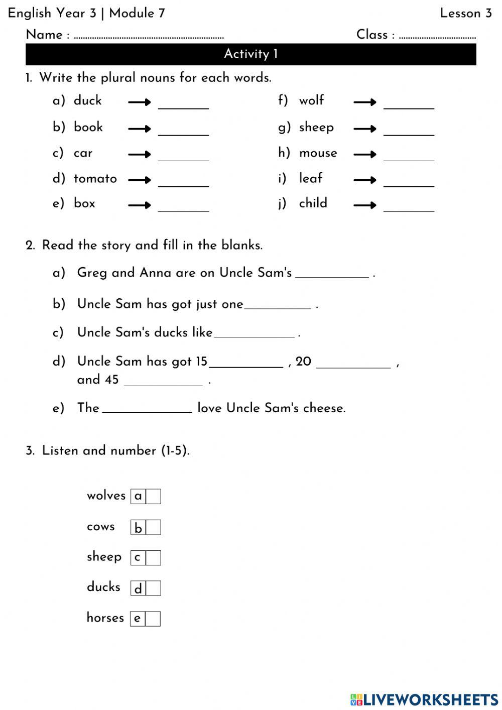 1594295 | English Year 3 Module 7 - Lesson 3 | mauimy