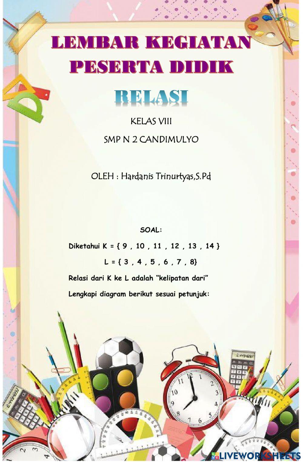 Lkpd relasi online worksheet | Live Worksheets