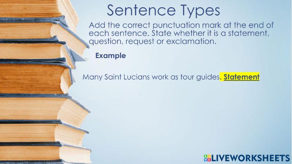 Types of Sentences- L.A. Text book page 29 online exercise for | Live ...