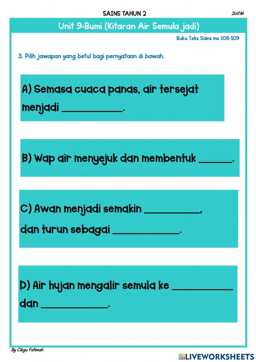 Sains Tahun 2 (… | Free Interactive Worksheets | 1594739