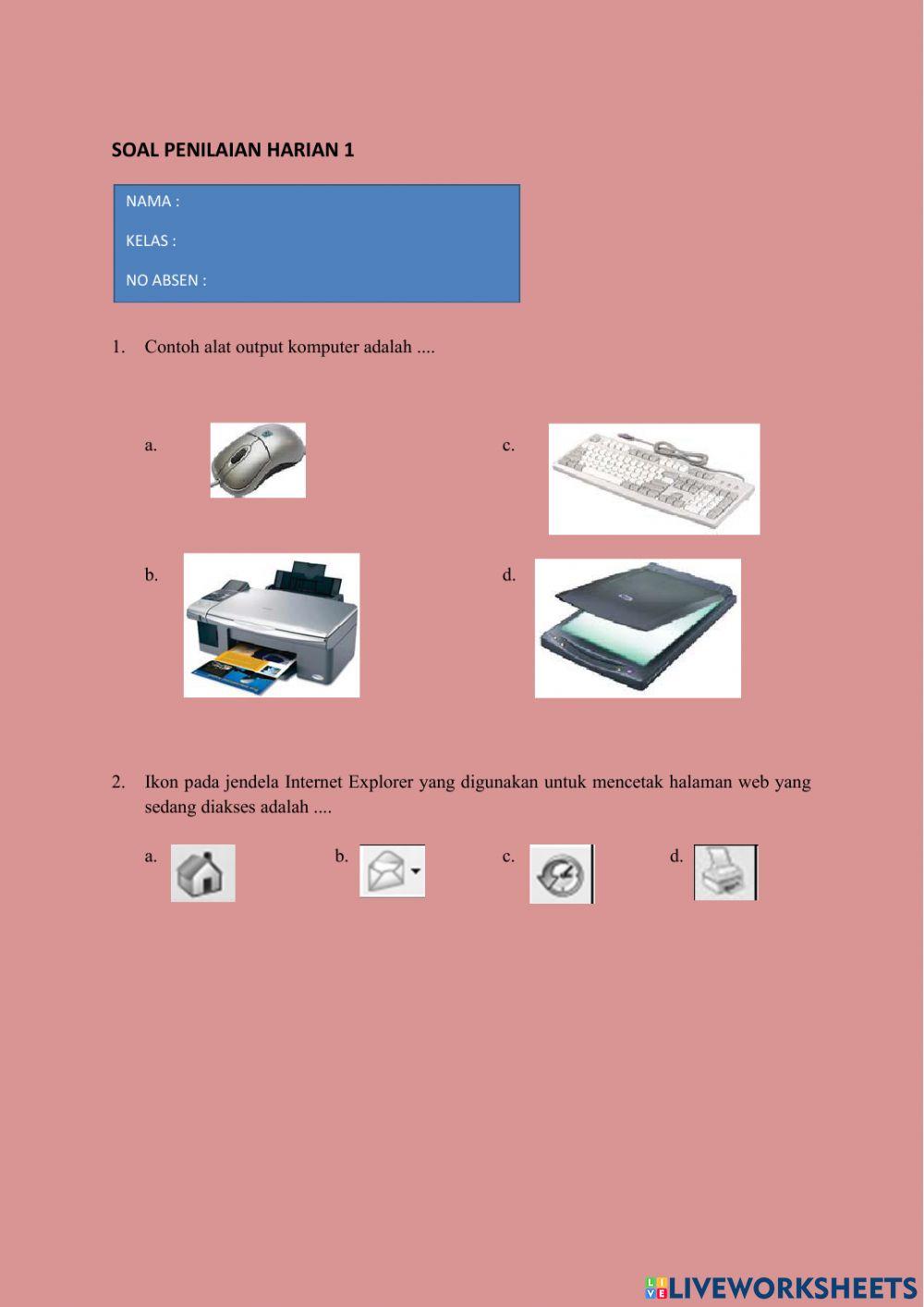 Perangkat keras komputer interactive activity for Kelas 9 | Live Worksheets