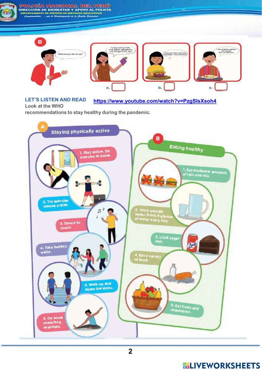 Learning activity Nº 03-HEALTHY ACTIVITIES worksheet | Live Worksheets